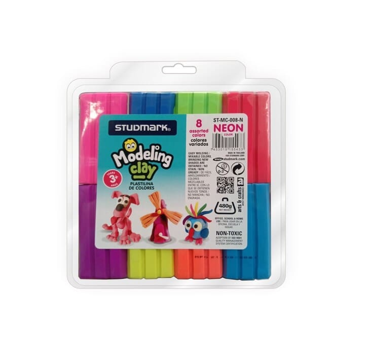 Studmark Modeling Clay – 8 Assorted Neon Colors